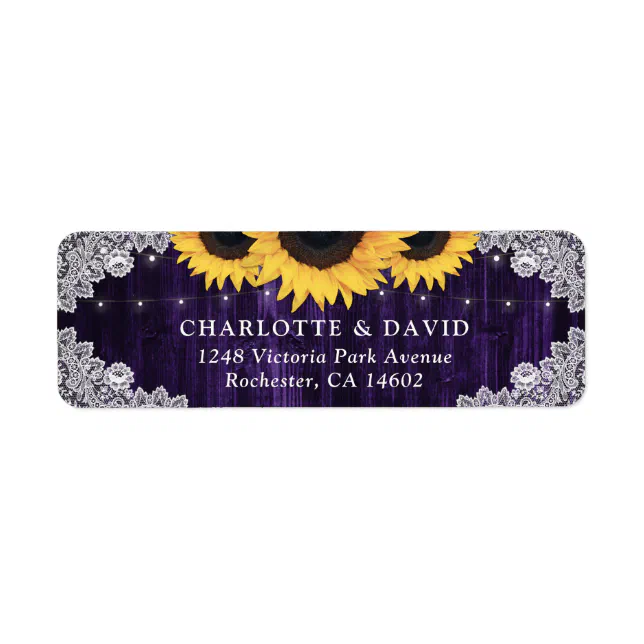 Rustic Purple Sunflower Return Address Labels | Zazzle
