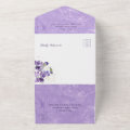 Rustic Purple Violets Gold Sparkle QR Code All In One Invitation | Zazzle