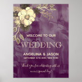 Rustic Purple Welcome Wedding Poster | Zazzle