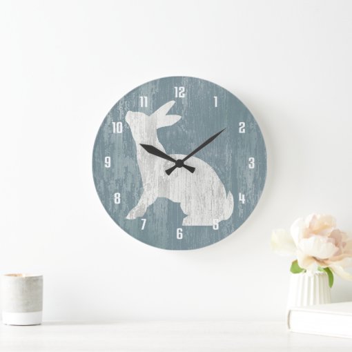 Rustic Rabbit Large Clock | Zazzle