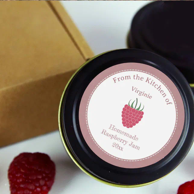 Rustic Raspberry Jam Label Sticker | Zazzle