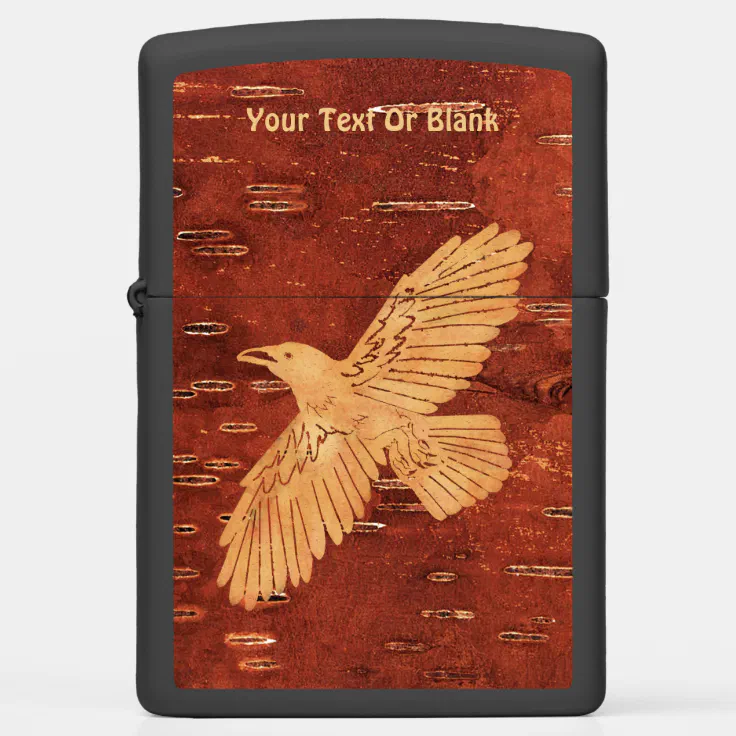 Rustic Raven On Inner Birch Bark Zippo Lighter | Zazzle