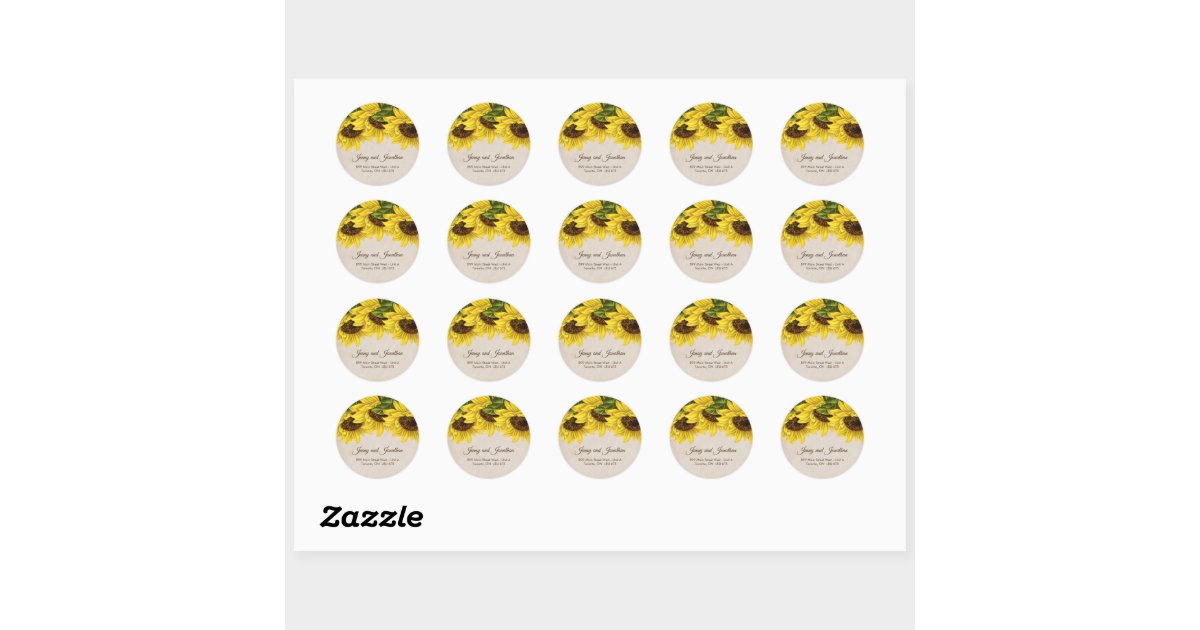 Rustic Realistic Bright Sunflower Sticker Labels | Zazzle