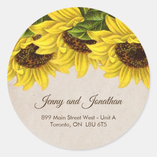 Rustic Realistic Bright Sunflower Sticker Labels | Zazzle