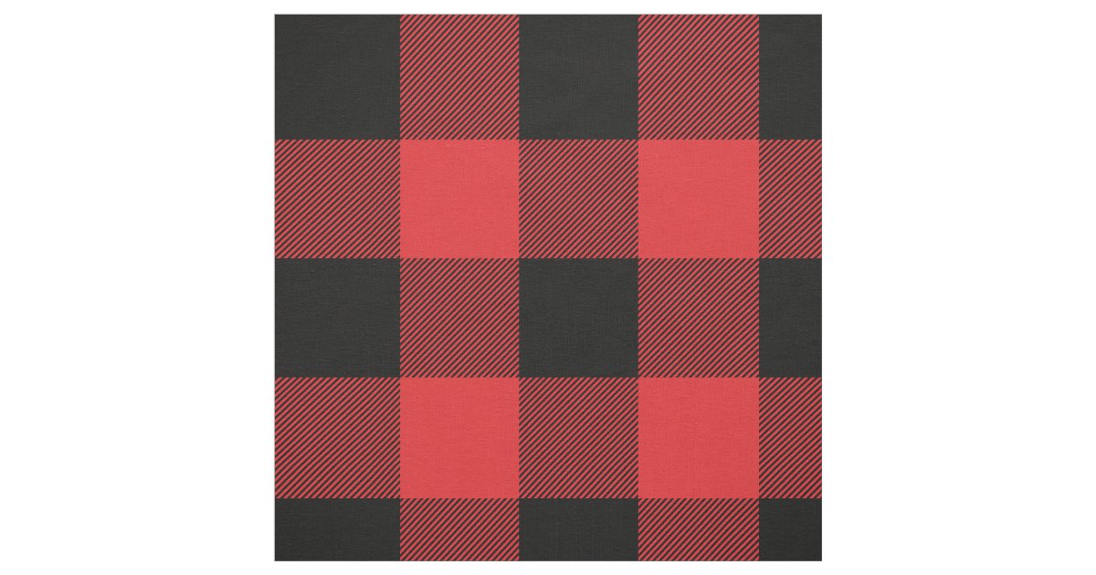 Rustic Red and Black Buffalo Plaid Fabric | Zazzle