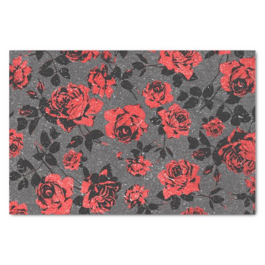 Rustic Red and Black Stem Rose Pattern Tissue Paper | Zazzle.com