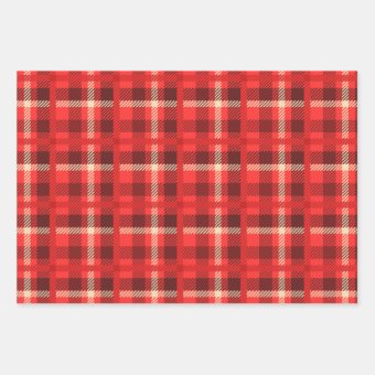 Rustic Red and Green Plaid Patterns Wrapping Paper Sheets | Zazzle