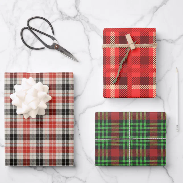 Rustic Red and Green Plaid Patterns Wrapping Paper Sheets | Zazzle