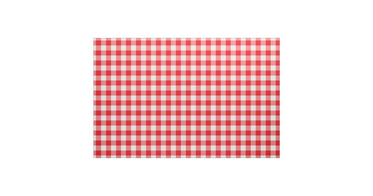 Rustic Red and White Buffalo Check Pattern Fabric | Zazzle