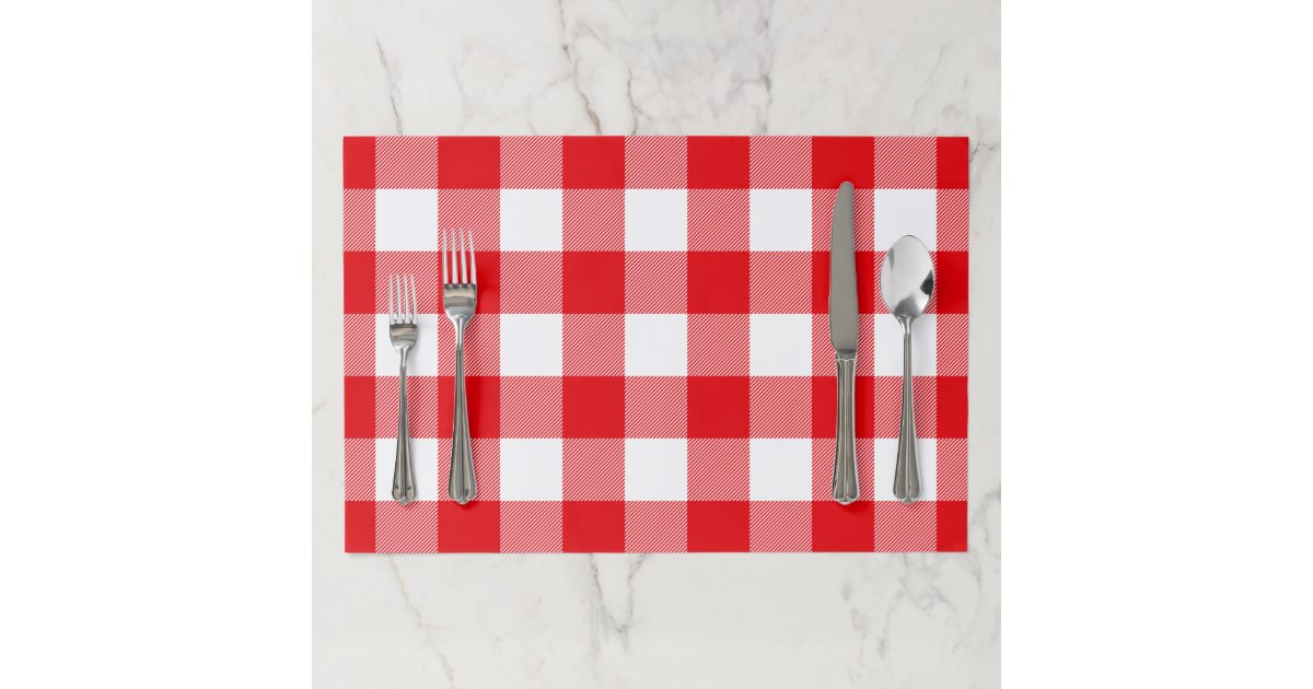 Rustic Red and White Buffalo Check Pattern Paper Placemat | Zazzle