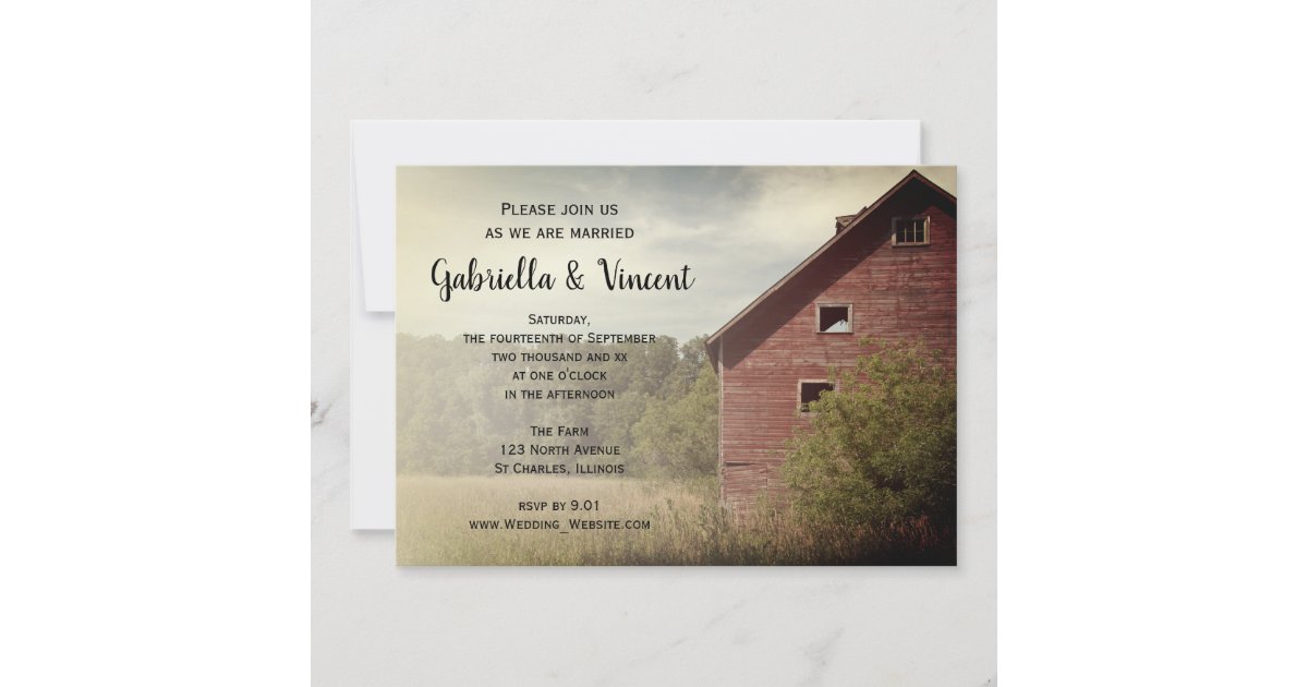 Rustic Red Barn Country Wedding Invitation | Zazzle