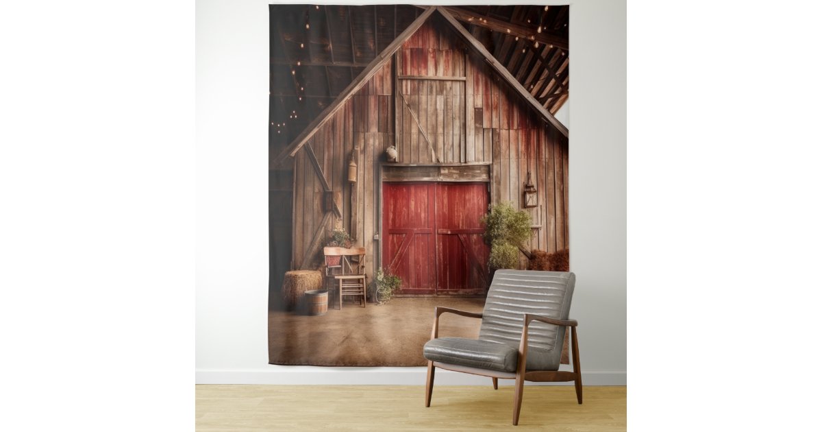 Rustic Red Barn Door Hanging Tapestry | Zazzle