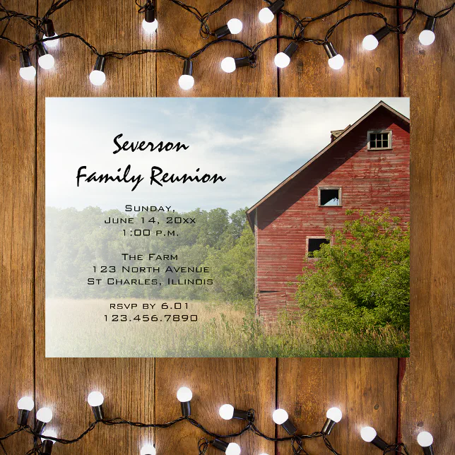 Rustic Red Barn Family Reunion Invitation | Zazzle
