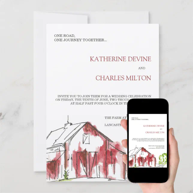 Rustic Red Barn Wedding Invitation | Zazzle