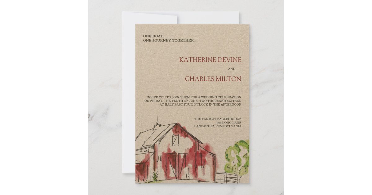 Rustic Red Barn Wedding Invitation | Zazzle