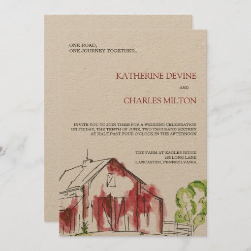 Rustic Red Barn Wedding Invitation | Zazzle