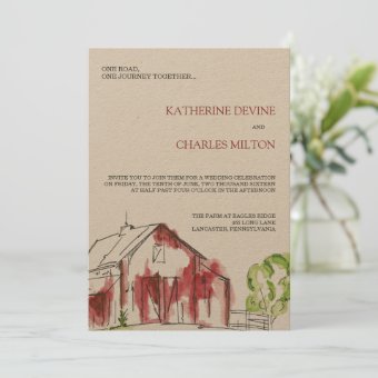 Rustic Red Barn Wedding Invitation | Zazzle