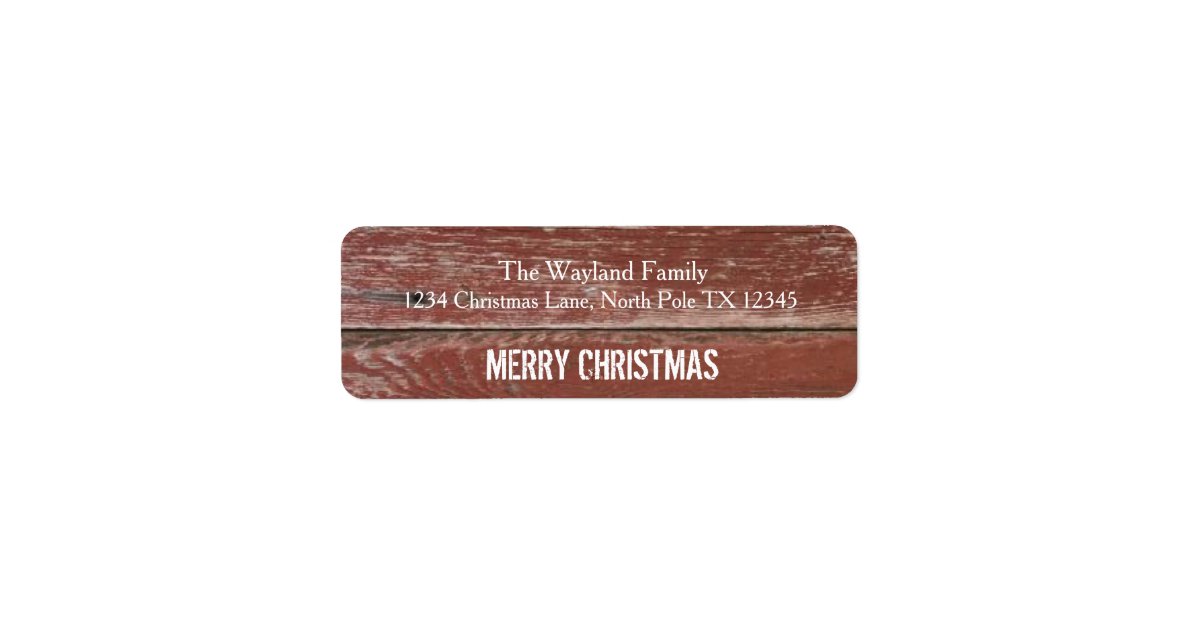 Rustic Red Barn Wood Christmas Address Labels | Zazzle