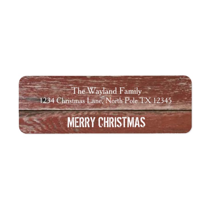 Rustic Red Barn Wood Christmas Address Labels | Zazzle