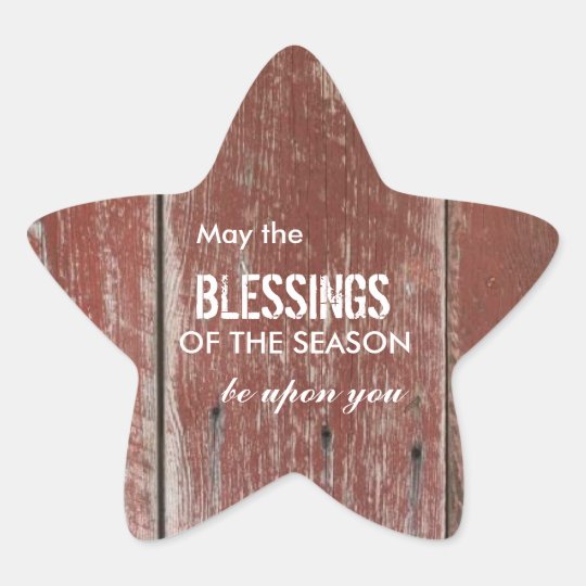Rustic Red Barn Wood Holiday Greeting Star Sticker | Zazzle.com