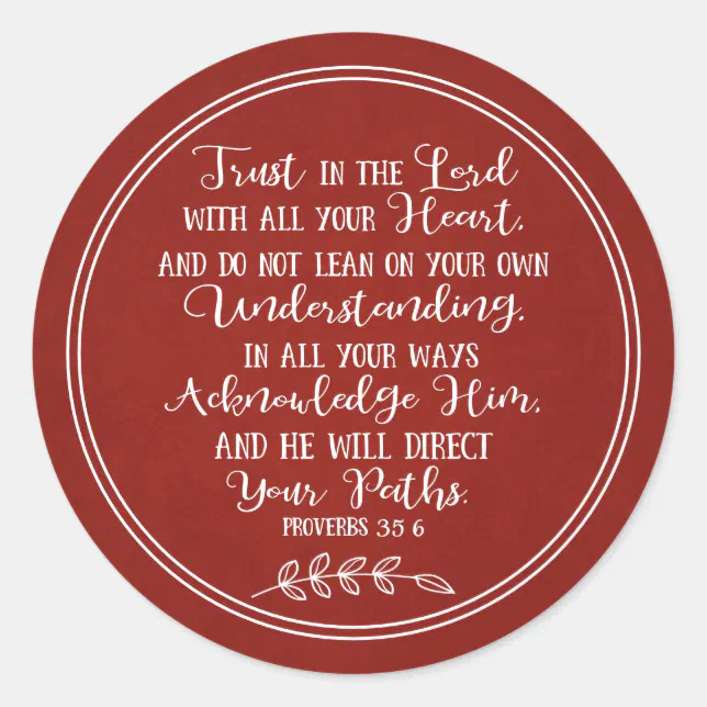 Rustic Red Bible Verse Christian Typography Classic Round Sticker | Zazzle