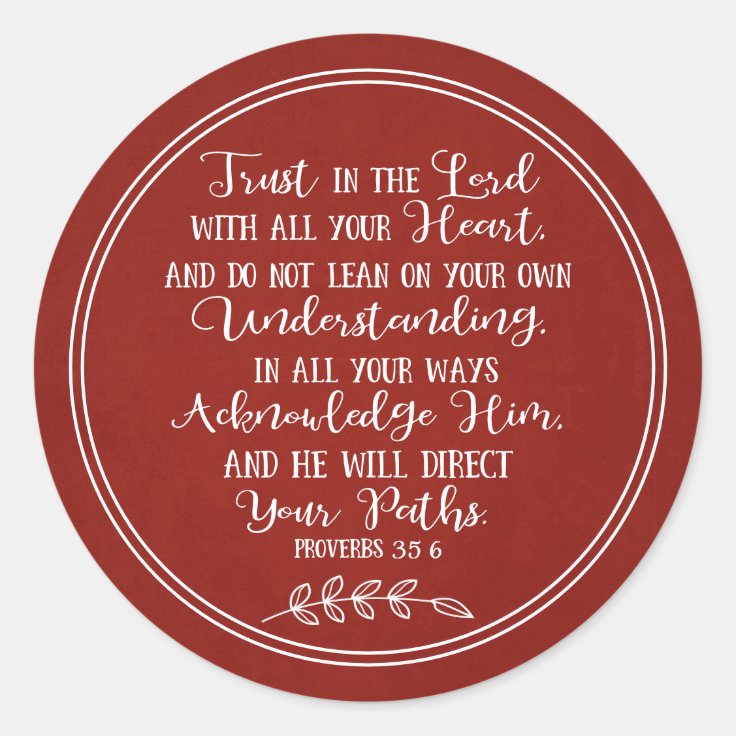 Rustic Red Bible Verse Christian Typography Classic Round Sticker | Zazzle