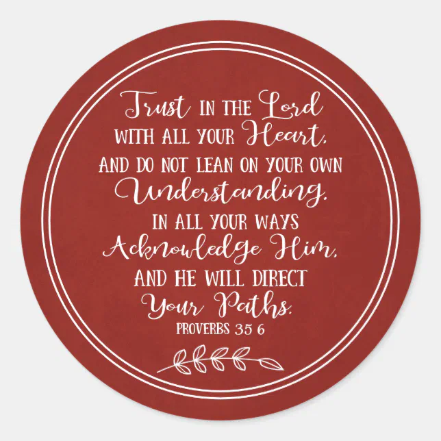 Rustic Red Bible Verse Christian Typography Classic Round Sticker | Zazzle