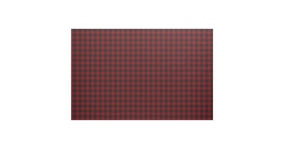 Rustic Red | Black Buffalo Check Plaid Pattern Fabric | Zazzle