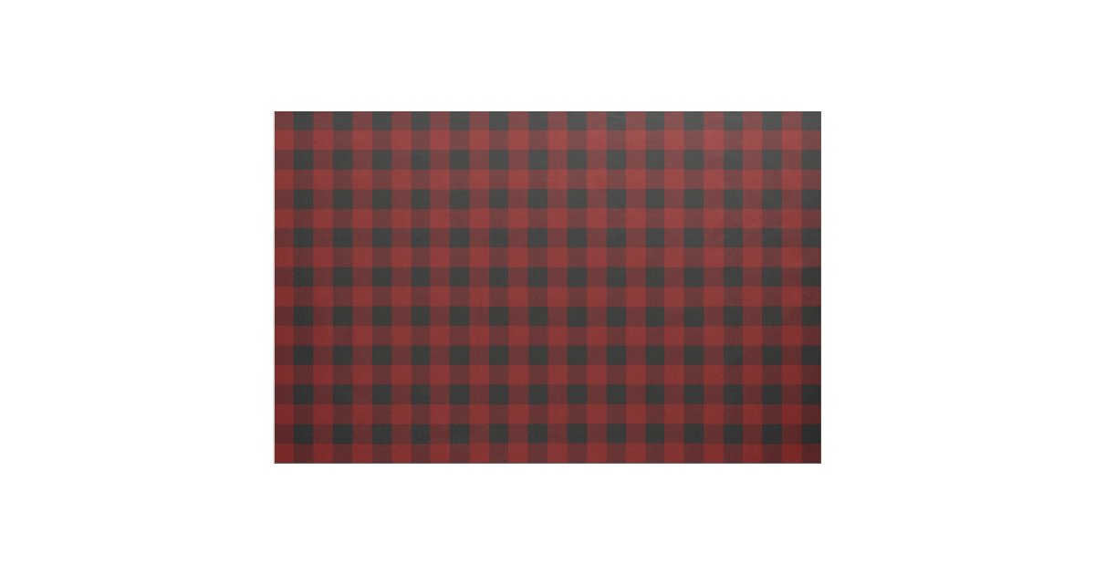 Rustic Red | Black Buffalo Check Plaid Pattern Fabric | Zazzle