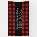 Rustic Red & Black Buffalo Plaid Birthday Party Banner | Zazzle