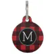 Rustic Red & Black Buffalo Plaid Pattern Monogram Pet Name Tag | Zazzle