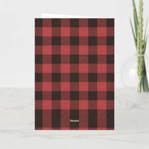 Rustic Red Buffalo Plaid Merry Christmas Photo Holiday Card | Zazzle