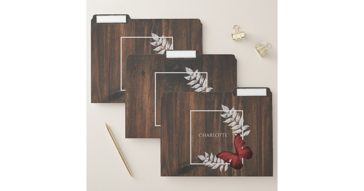Rustic Red Butterfly File Folder | Zazzle