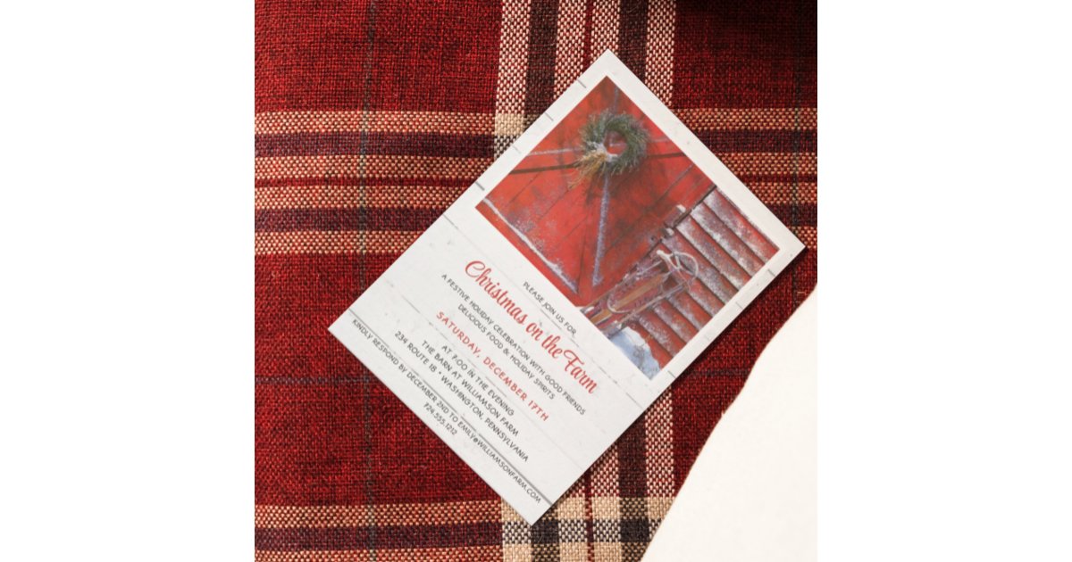 Rustic Red Christmas Barn Holiday Party Invitation | Zazzle