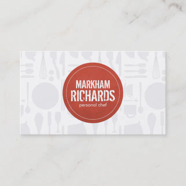 Rustic Red Circle Logo for Chef, Catering, Bakery Business Card | Zazzle