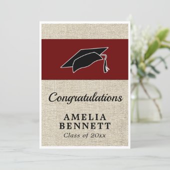 Rustic Red Congratulations Graduate Cap Graduation Card | Zazzle