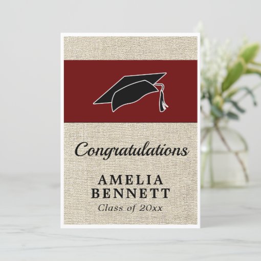 Rustic Red Congratulations Graduate Cap Graduation Card | Zazzle