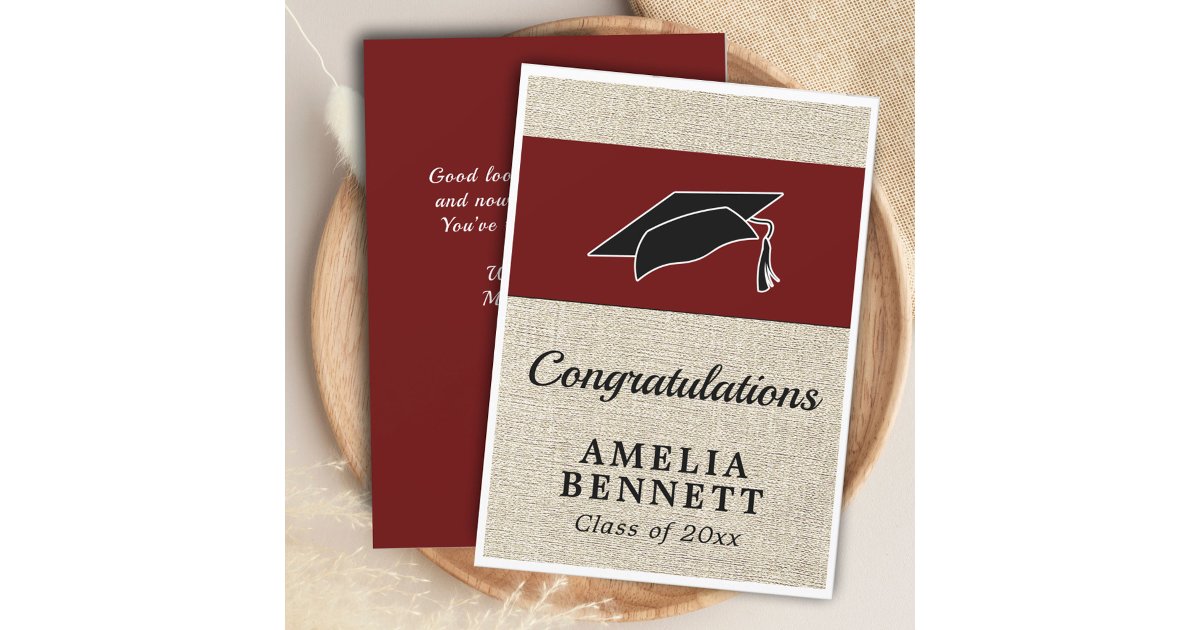 Rustic Red Congratulations Graduate Cap Graduation Card | Zazzle