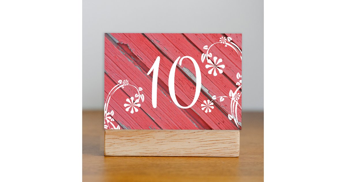 Rustic Red Country Barn Wood Table Numbers | Zazzle