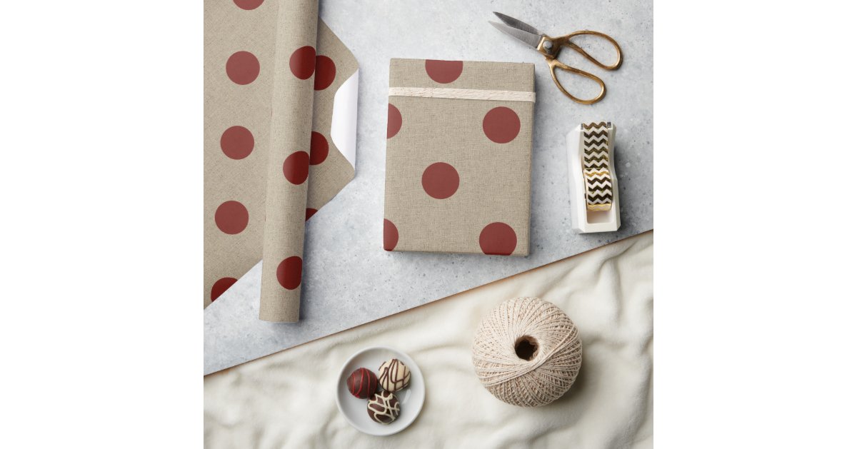 Rustic Red Faux Burlap Polka Dot Pattern Wrapping Paper | Zazzle
