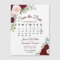 Rustic Red Floral Save the Date Calendar Magnet | Zazzle
