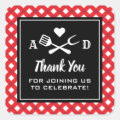 Rustic Red Gingham BBQ Wedding Thank You Square Sticker | Zazzle