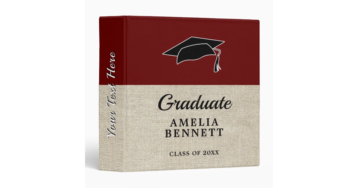 Rustic Red Graduate Cap Graduation Graduate Album 3 Ring Binder | Zazzle