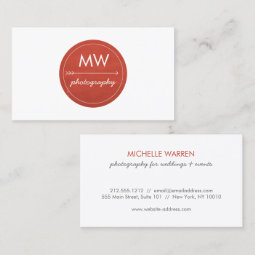 Rustic Red Monogram Circle with Arrow Business Card | Zazzle