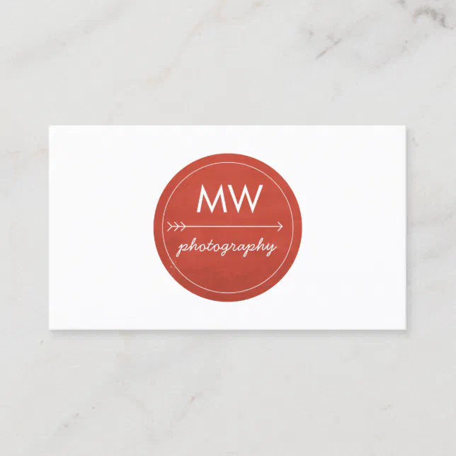Rustic Red Monogram Circle with Arrow Business Card | Zazzle