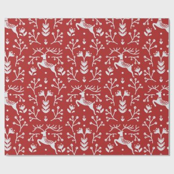 Rustic Red Nordic Pattern Wrapping Paper | Zazzle