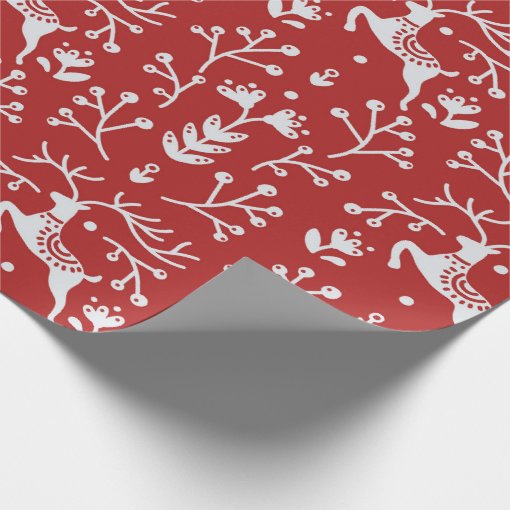Rustic Red Nordic Pattern Wrapping Paper | Zazzle