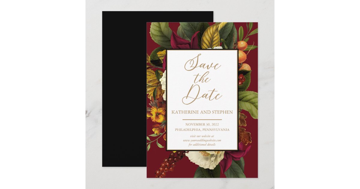 Rustic Red | Orange Floral Bouquet Save The Date | Zazzle