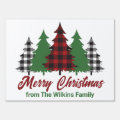 Rustic Red Plaid Merry Christmas Trees Custom Yard Sign | Zazzle