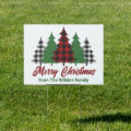 Rustic Red Plaid Merry Christmas Trees Custom Yard Sign | Zazzle